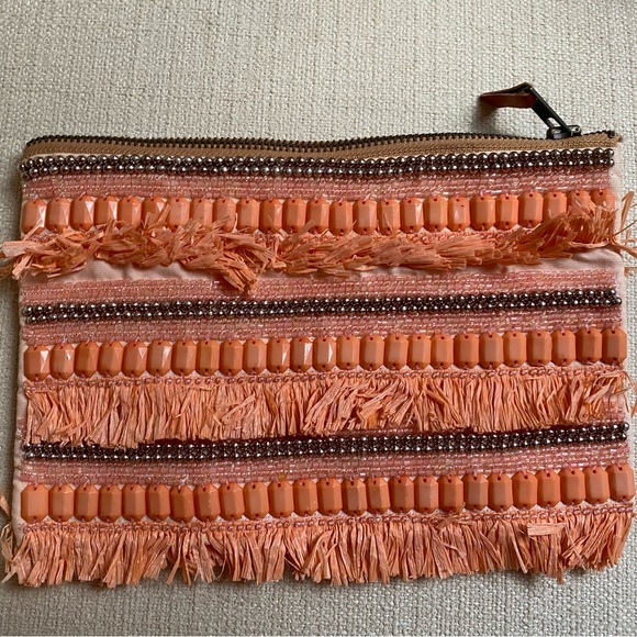 Anthropologie | Bags | Anthropologie Salmon Raffia And Beaded Clutch ...
